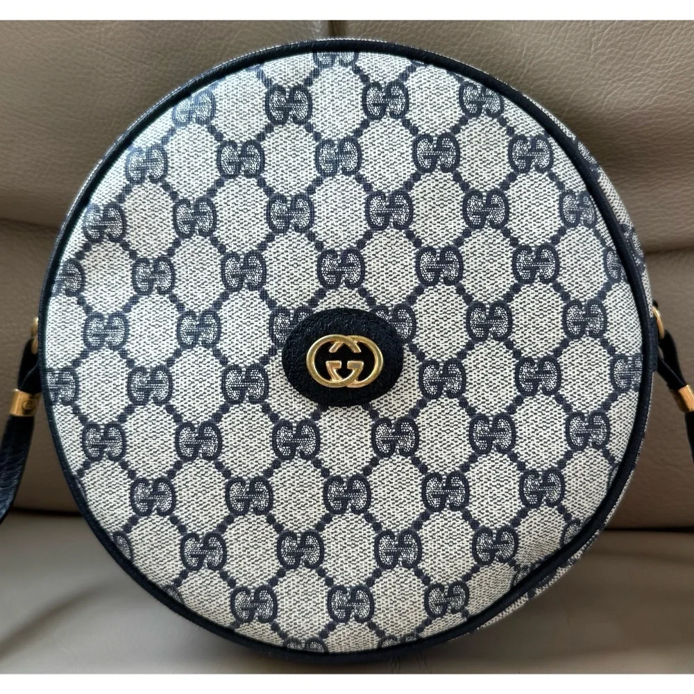Gucci | Bags | Authentic Vintage Gucci Canteen Navy Monogram Canvas ...